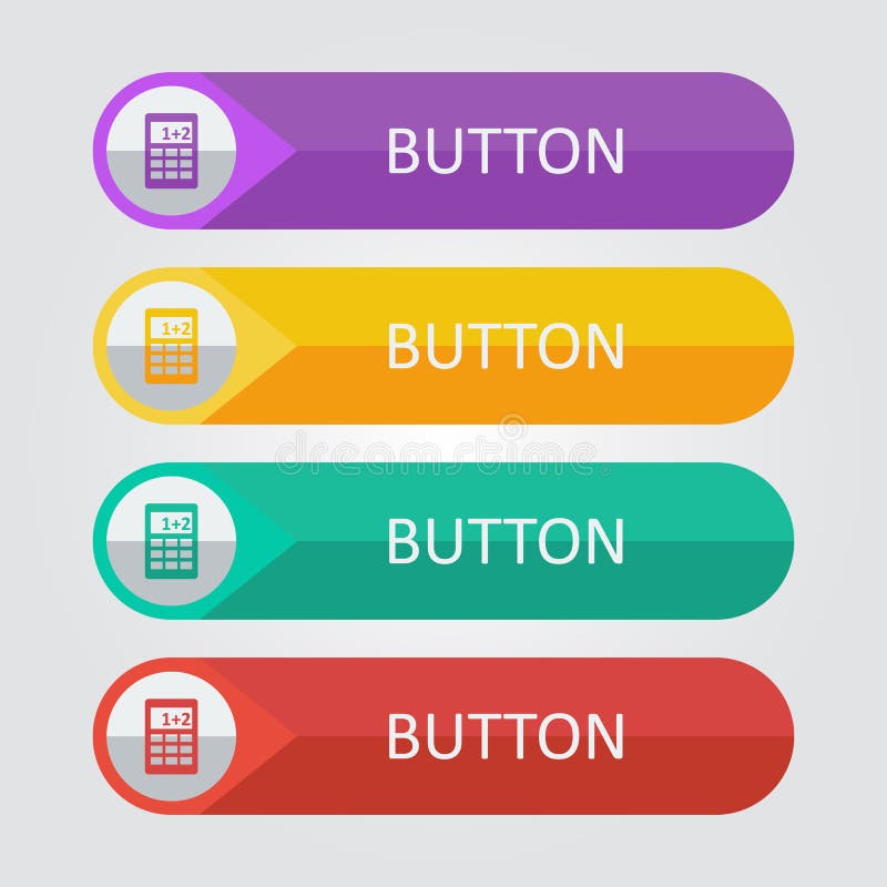 Vector Flat Buttons with Calculator Icon Stock Vector - Illustration of ...