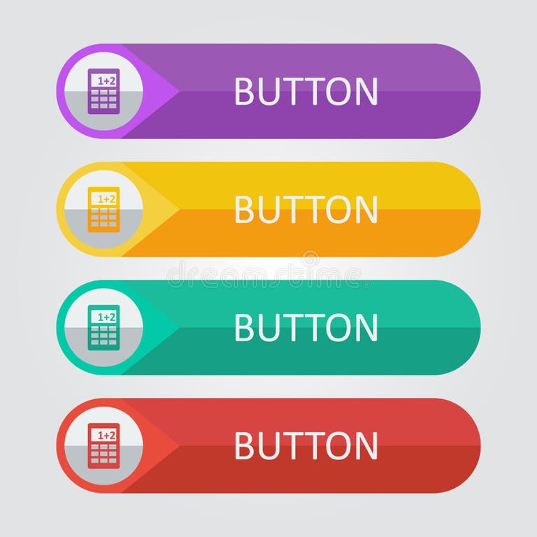 Vector Flat Buttons with Calculator Icon Stock Vector - Illustration of ...