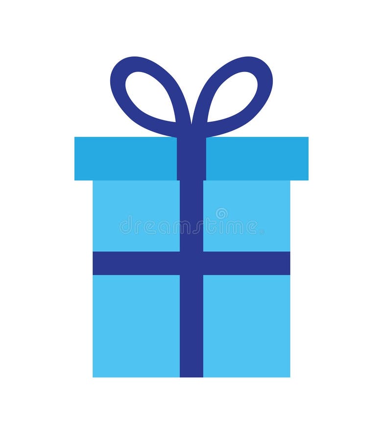 Vector Flat Cartoon Blue Present Box Icon Stock Illustration ...