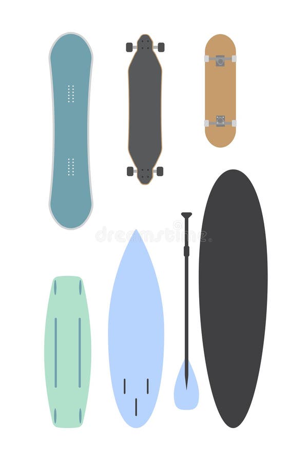 Vector Flat Cartoon Colored of Different Boards Stock Illustration ...
