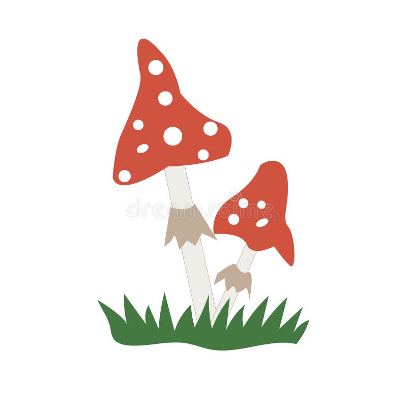 Vector Flat Cartoon Fly Agaric Mushroom Icon Isolated on White ... Vector Flat Cartoon Fly Agaric Mushroom Icon Isolated on White ...