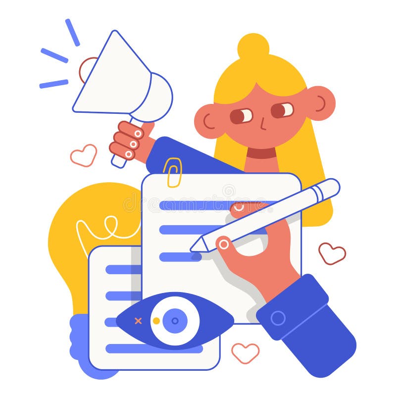 Vector Flat Cartoon Illustration. Content Manager. Content Marketing ...