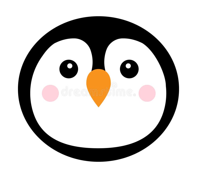 Vector Flat Cartoon Round Penguin Face Stock Illustration ...