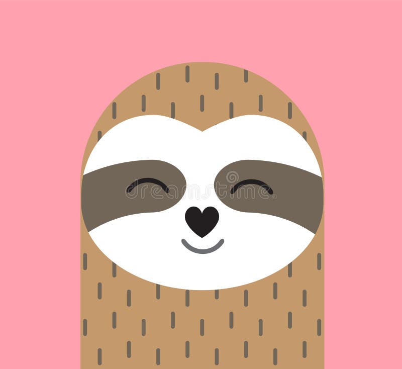 Vector Flat Cartoon Sloth Face Stock Vector - Illustration of brown ...