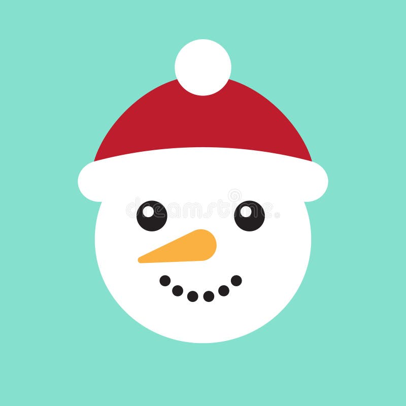 Vector Flat Cartoon Snowman Face Stock Illustration - Illustration of ...