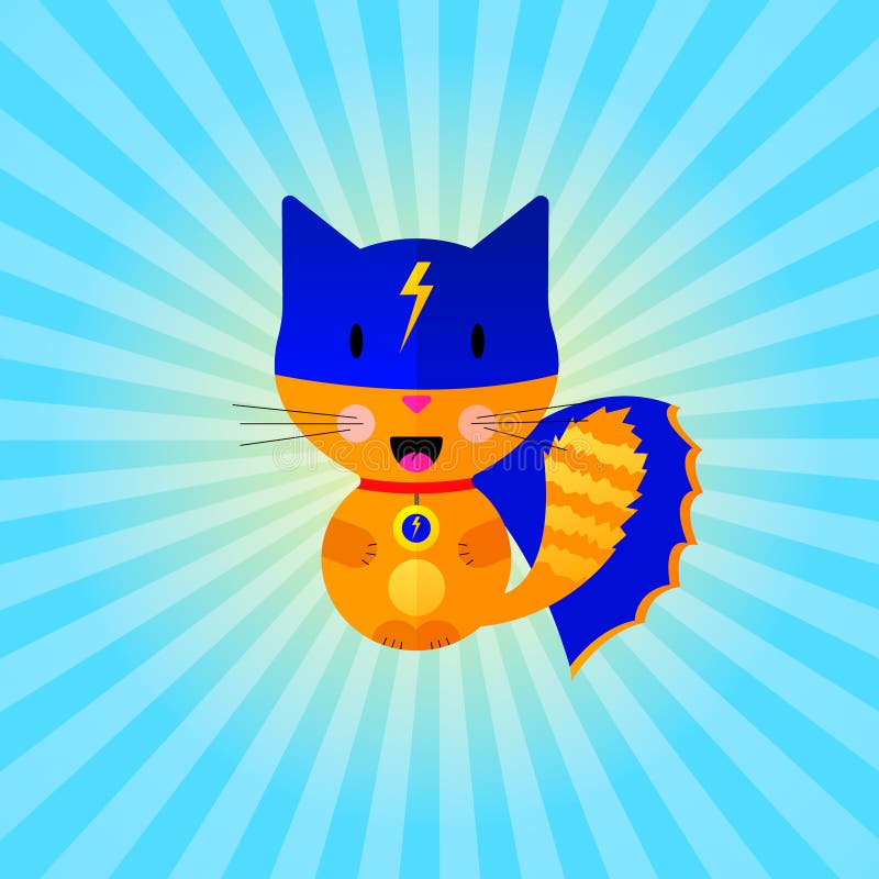 Super cat blue red stock vector. Illustration of funnies - 70046398