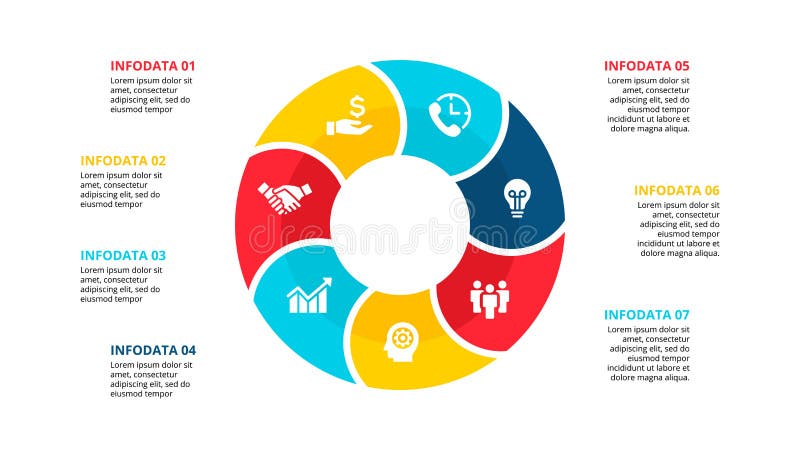 Vector Flat Circle Element for Infographic with 7 Options. Cycle ...
