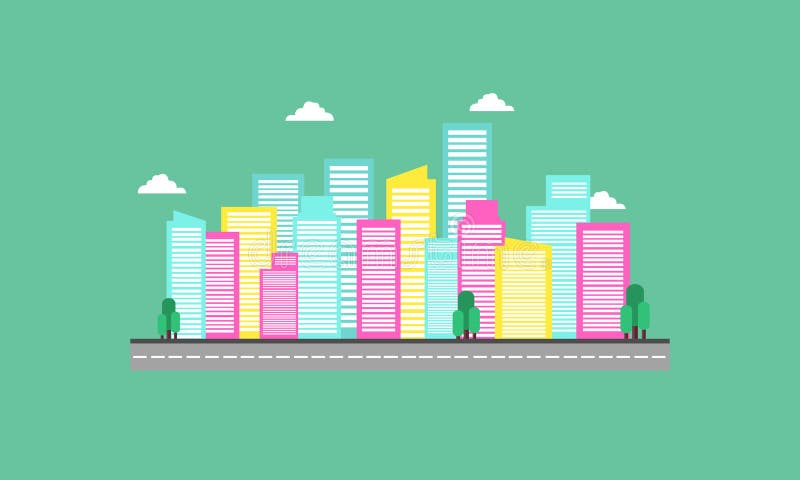 Vector Flat of City Icon and Street Stock Vector - Illustration of ...