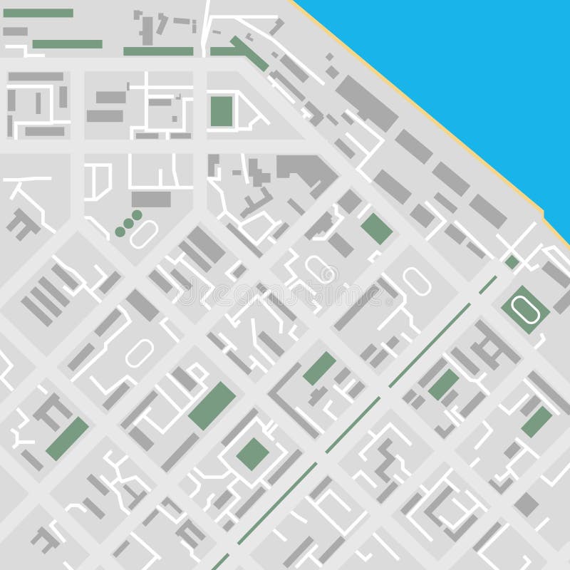 Vector Flat City Map Illustration Unmarked Stock Vector - Illustration ...