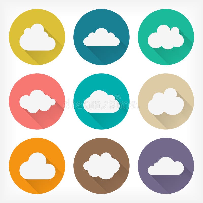 Vector Flat Clouds Icons Set. Material Design. Stock Vector ...