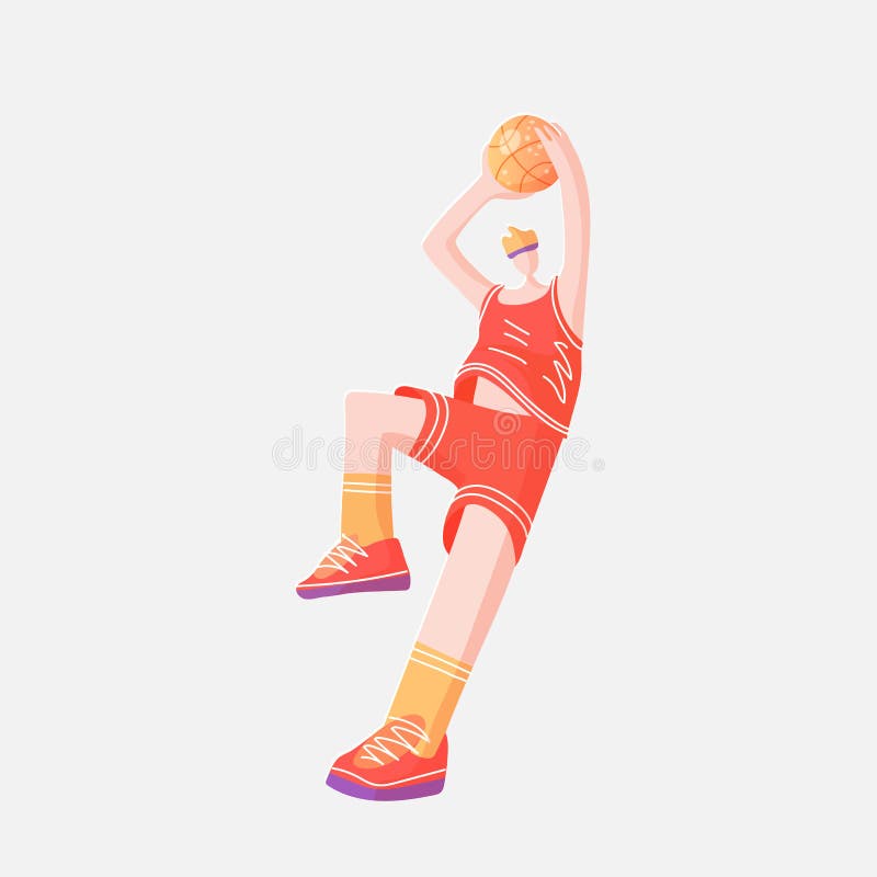 Vector Flat Colored Sketch Illustration of Professional Basketball ...