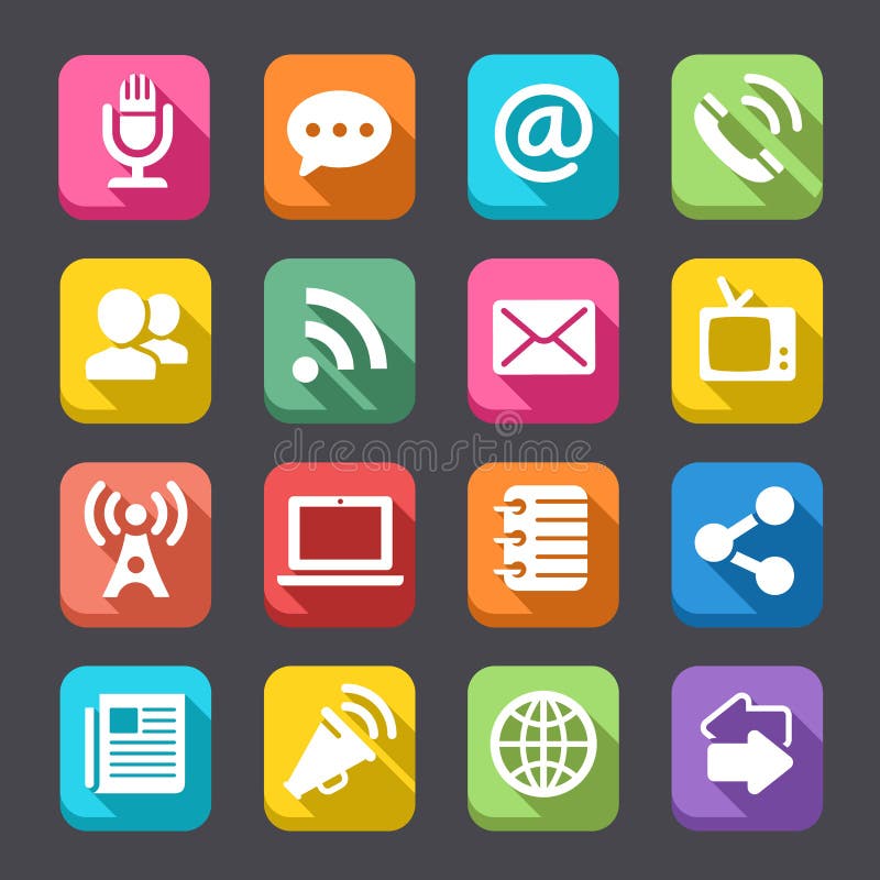 Vector Flat Communication Icon Set Stock Vector - Illustration of ideas ...