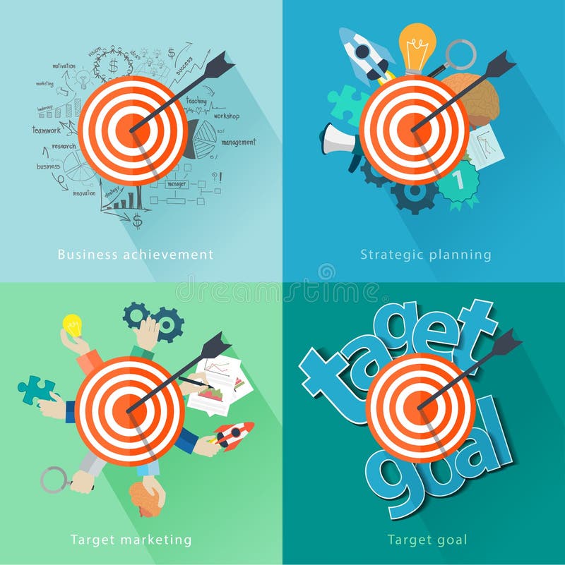 Vector Flat Concept Background with Target Analysis and Planning Stock ...
