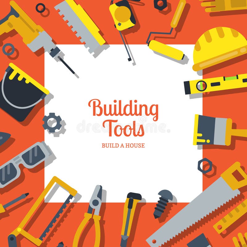 Vector Flat Construction Tools Background with Place for Text ...