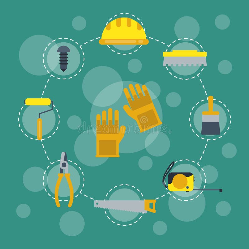 Vector Flat Construction Tools Illustration. Building Elements Stock Vector - Illustration of ...
