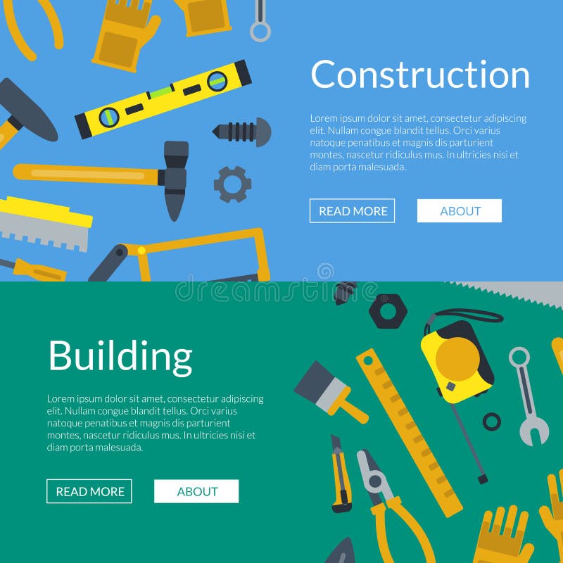 Vector Flat Construction Tools Web Banner Illustration Stock Vector ...