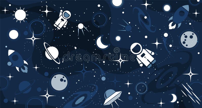 Vector Flat Cosmos Design Background Stock Vector - Illustration of ...