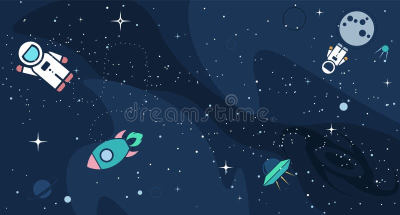 Vector Flat Cosmos Design Background Stock Vector - Illustration of ...