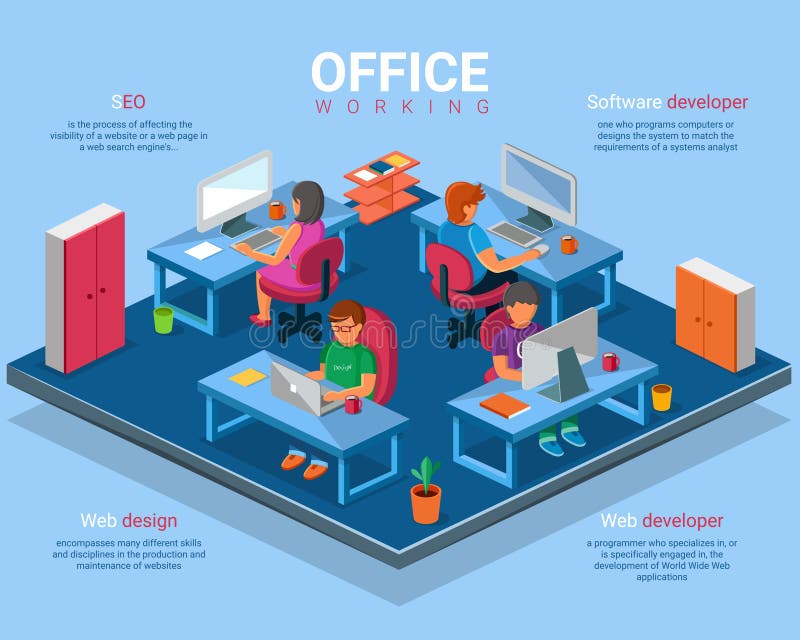 Vector Flat 3d Isometric Business Office Concept Illustration Stock ...