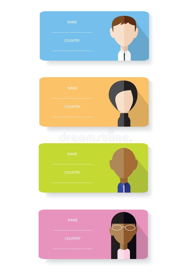 Vector Flat Design Cards with People Faces Stock Vector - Illustration ...