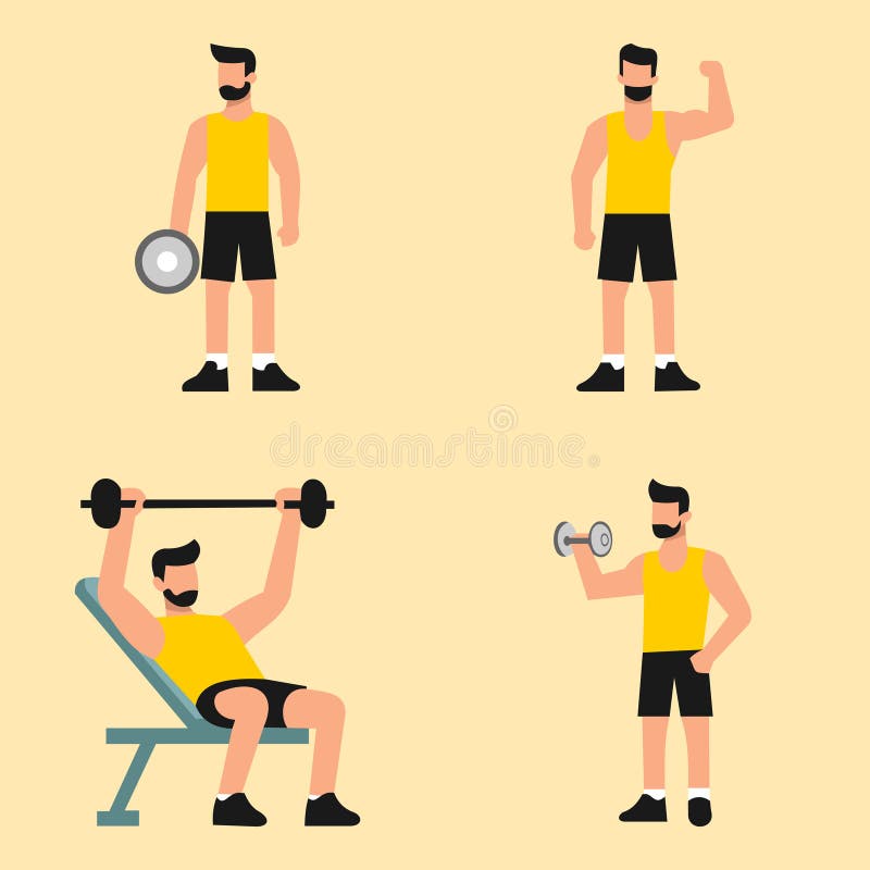 Flat Athlete Workout Gym Characters Stock Illustrations – 476 Flat ...