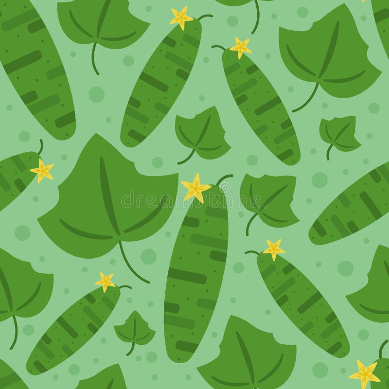 Vector Flat Design Cucumber Seamless Pattern Stock Vector ...