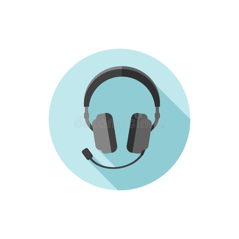 Vector Flat Design Icon Headphones with Mic Stock Vector - Illustration ...
