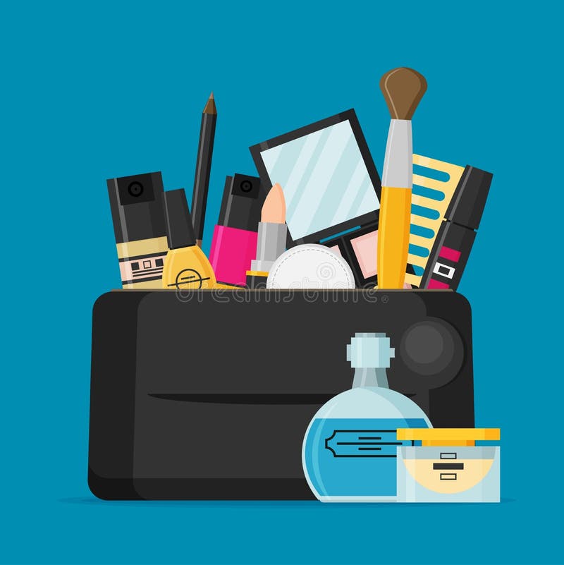 Vector Flat Design of Make Up Stock Vector - Illustration of perfume ...