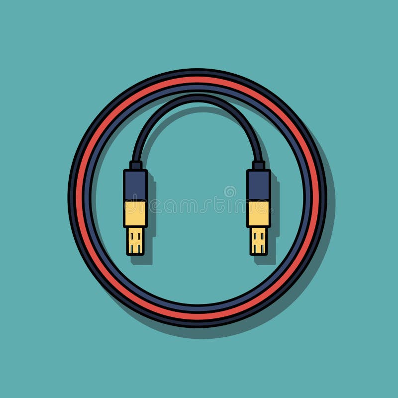 Vector of a Flat Design of a Phone with a Connected Cable Stock Vector ...