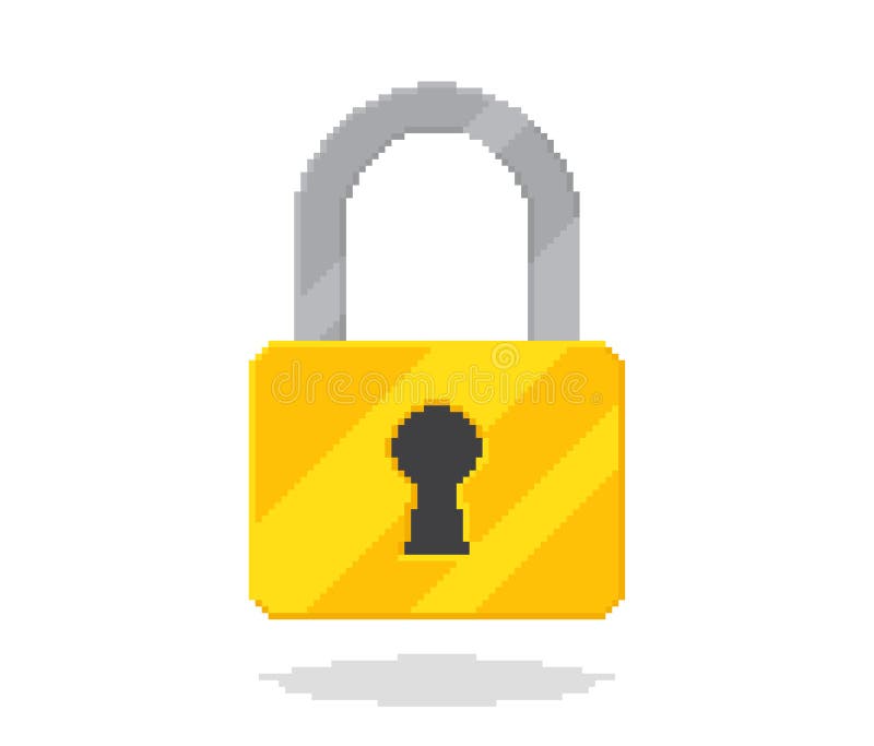 Vector Flat Design Pixel Art of Padlock. Lock is Isolated on White ...