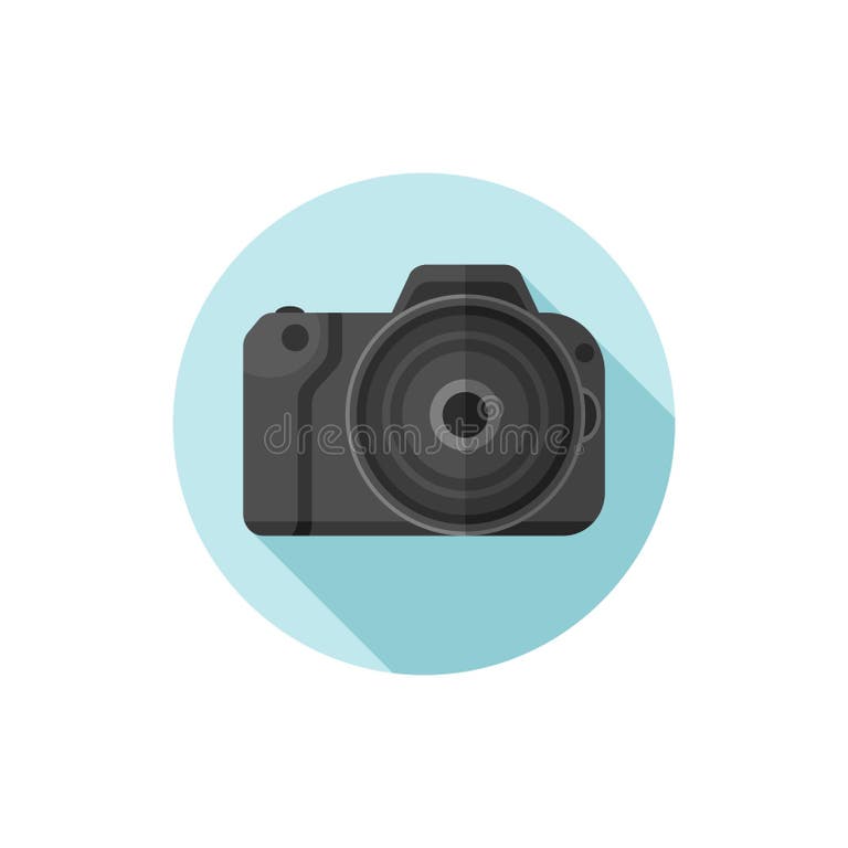Vector Flat Design SLR Camera Stock Vector - Illustration of dslr, lens ...