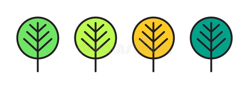 Vector Flat Design Tree Icon Set in Multiple Color Stock Vector ...