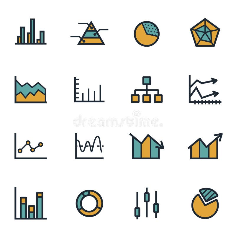 Vector Flat Diagram Icons Set Stock Illustration - Illustration of ...