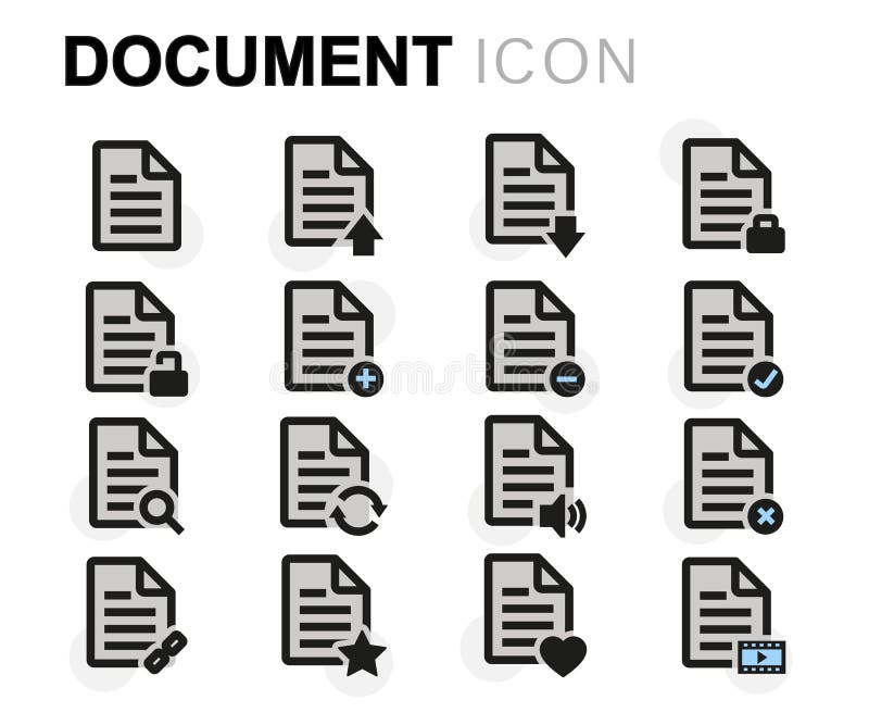 Vector Flat Document Icons Set Stock Vector - Illustration of business ...