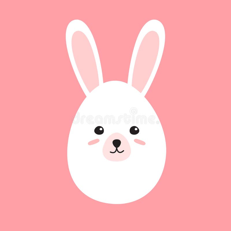 Vector Flat Easter Egg With Rabbit Ears And Face Stock Illustration ...