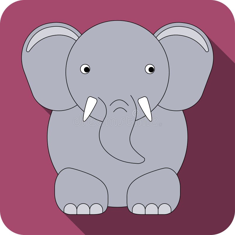 Vector flat elephant icon stock vector. Illustration of lovely - 110813624