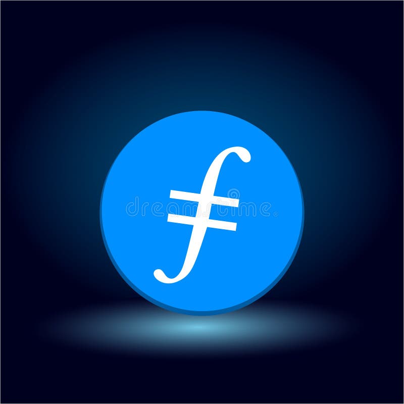 Vector Flat Filecoin FIL Token Symbol on Blue Background Editorial ...
