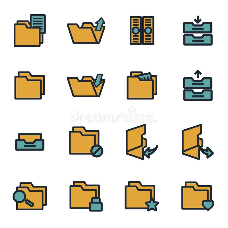 Vector Flat Folder Icons Set Stock Illustration - Illustration of ...