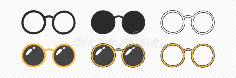 Vector Flat Frame Glasses Icon Set. Sunglasses, Vintage Eyeglasses ...