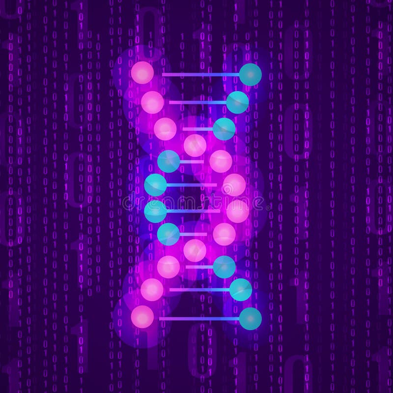VECTOR Flat Glittering Structure Of DNA On Binary Code. Stock Vector ... VECTOR Flat Glittering Structure Of DNA On Binary Code. Stock Vector ...