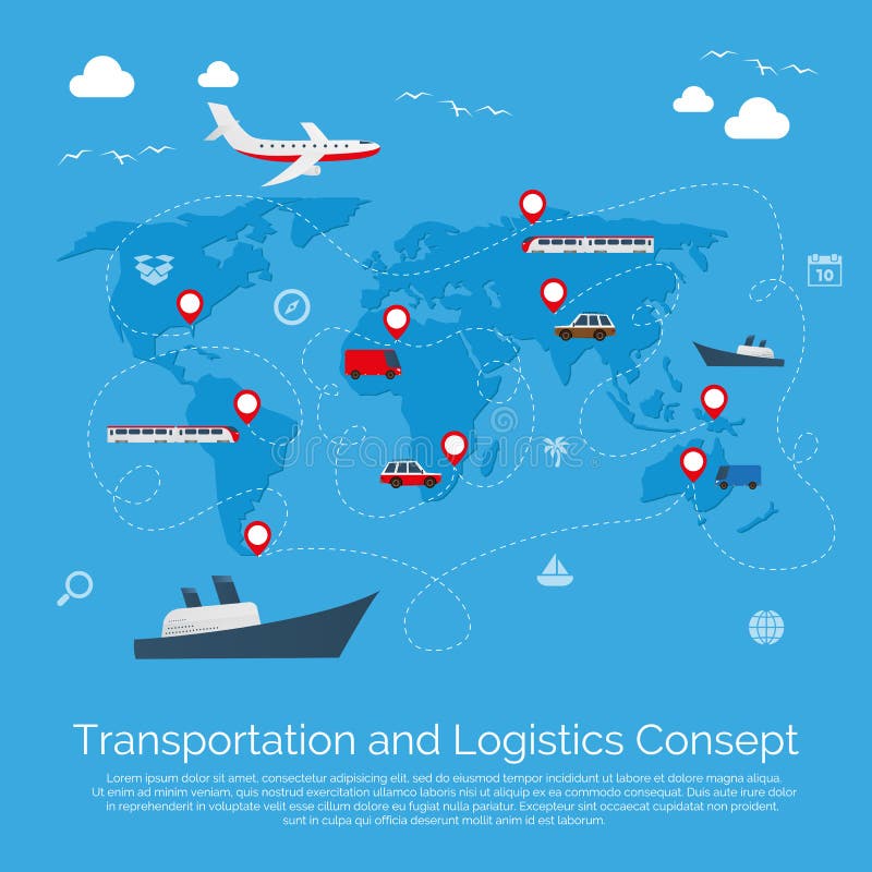Vector Flat Global Transportation Concept Stock Vector - Illustration ...