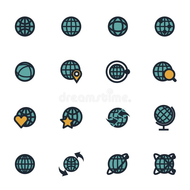 Vector Flat Globe Icons Set Stock Illustration - Illustration of modern ...