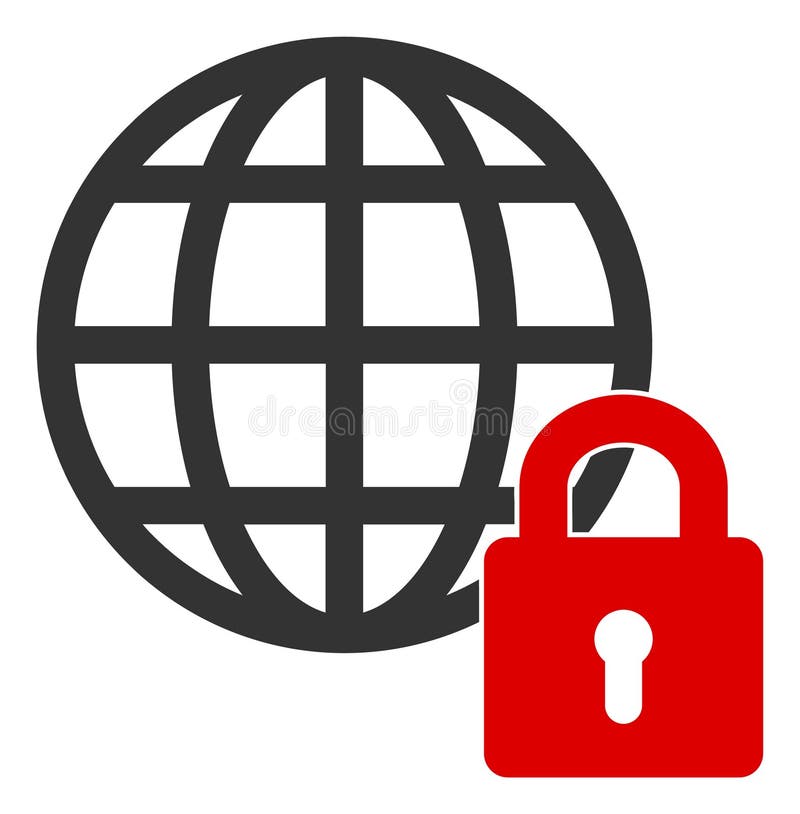 Vector Flat Globe Lock Icon Stock Vector - Illustration of earth ...