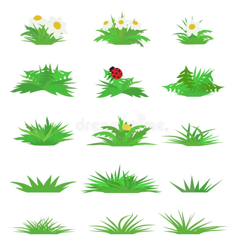 Vector flat grass set stock vector. Illustration of background - 77774619