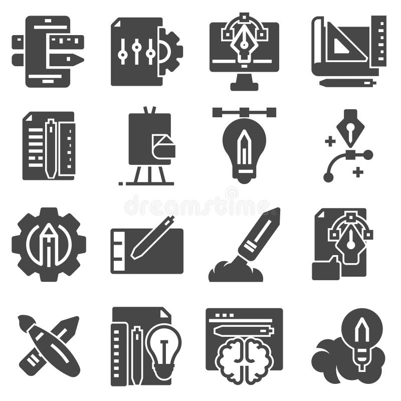 Vector Flat Gray Creative Process Icons Set Stock Illustration ... Vector Flat Gray Creative Process Icons Set Stock Illustration ...