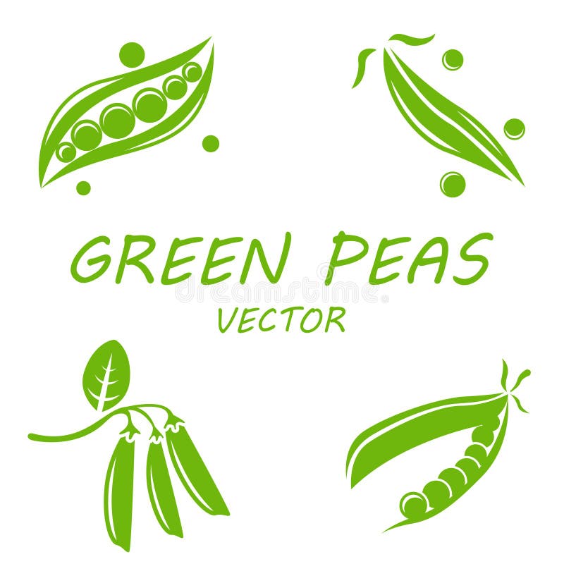 Vector Flat Green Peas Icons Set Stock Illustration - Illustration of ...