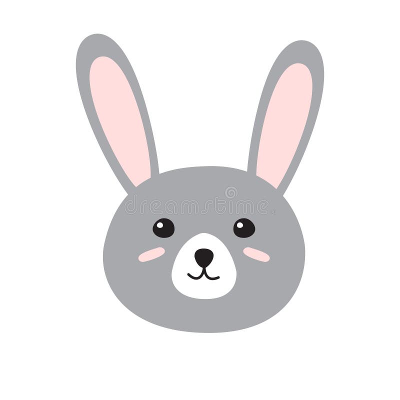 Vector Flat Hand Drawn Colored Rabbit Bunny Face Stock Illustration ...