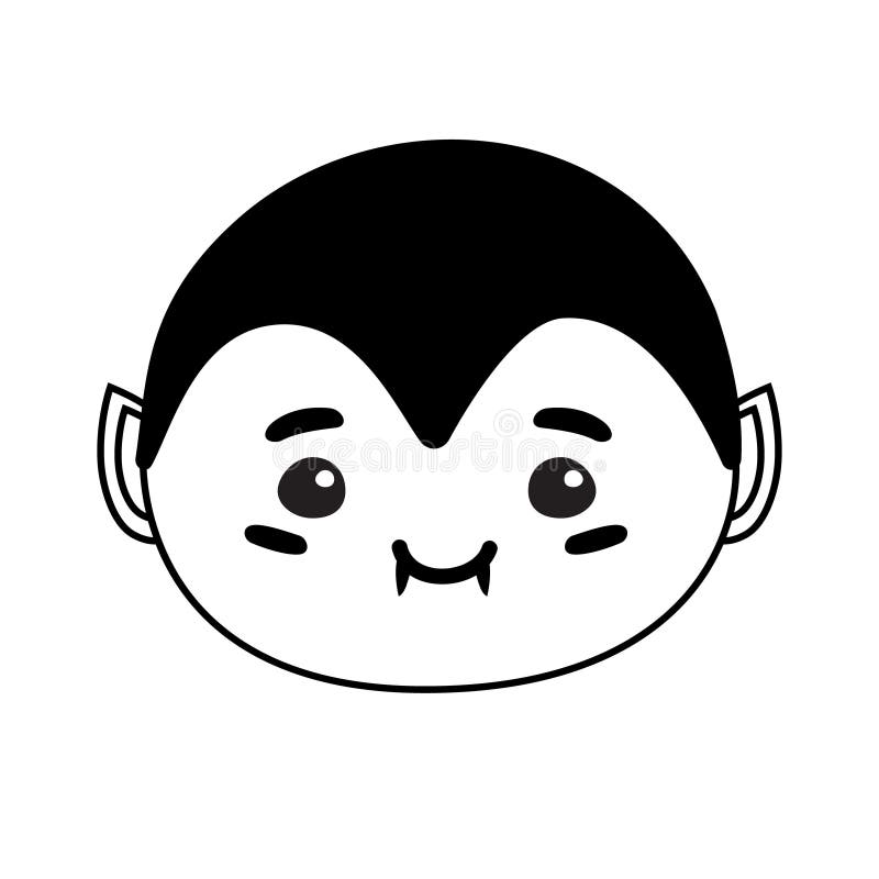 Vector Flat Hand Drawn Cute Vampire Face Stock Vector - Illustration of ...