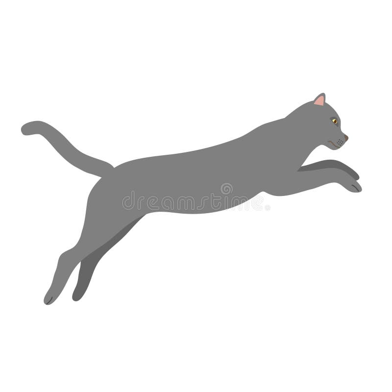 Vector Flat Hand Drawn Jumping Cat Stock Vector - Illustration of ...