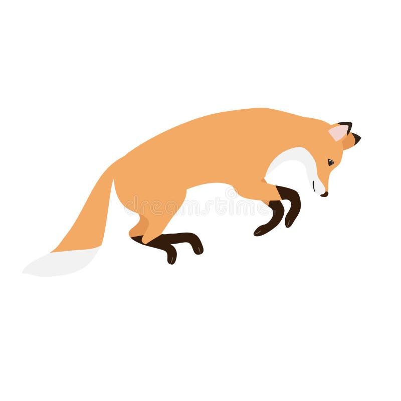 Vector Flat Hand Drawn Jumping Fox Stock Vector - Illustration of ...